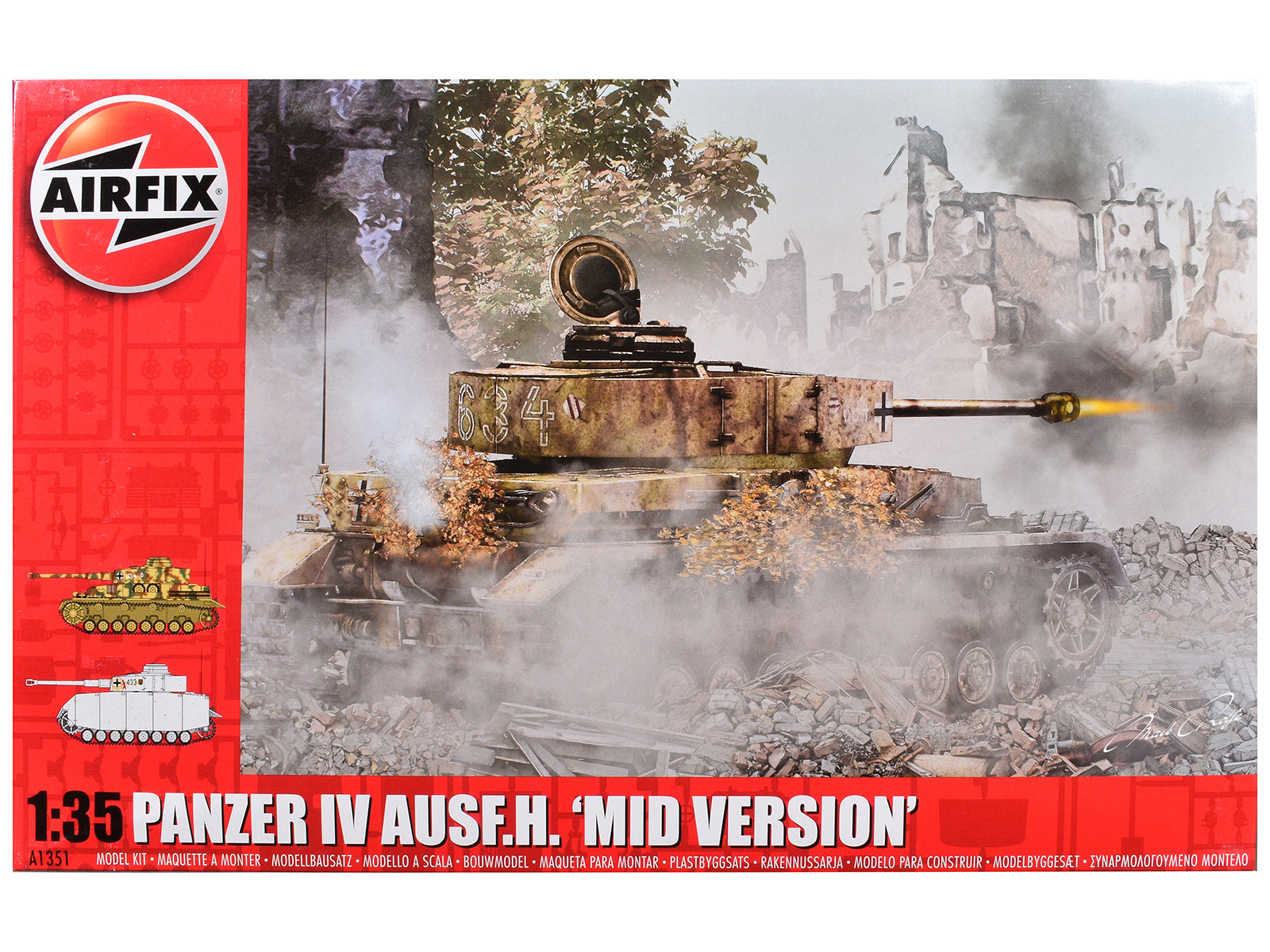 Level 3 Model Kit Panzer IV Ausf.H "Mid Version" Tank with 2 Scheme Op ...